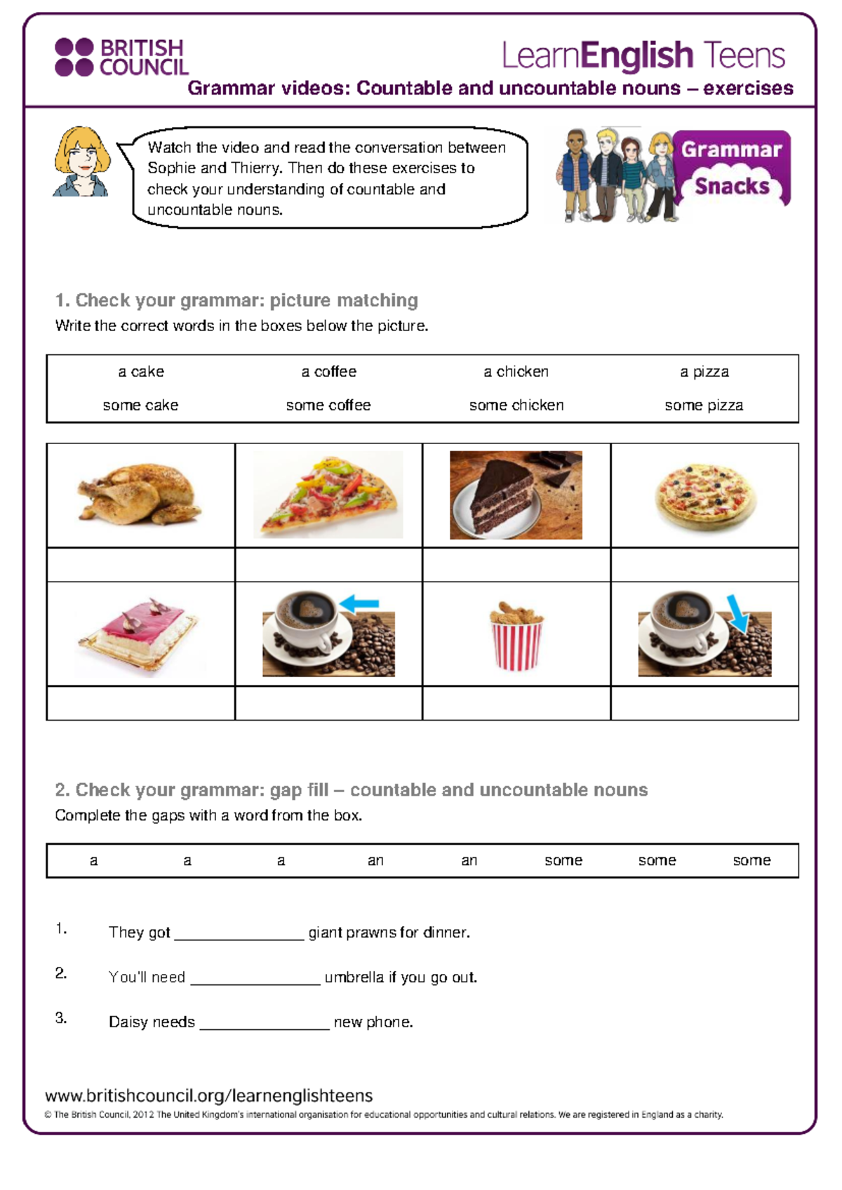 Gs Grammar: Countable & Uncountable Nouns Exercises 2 - Studocu