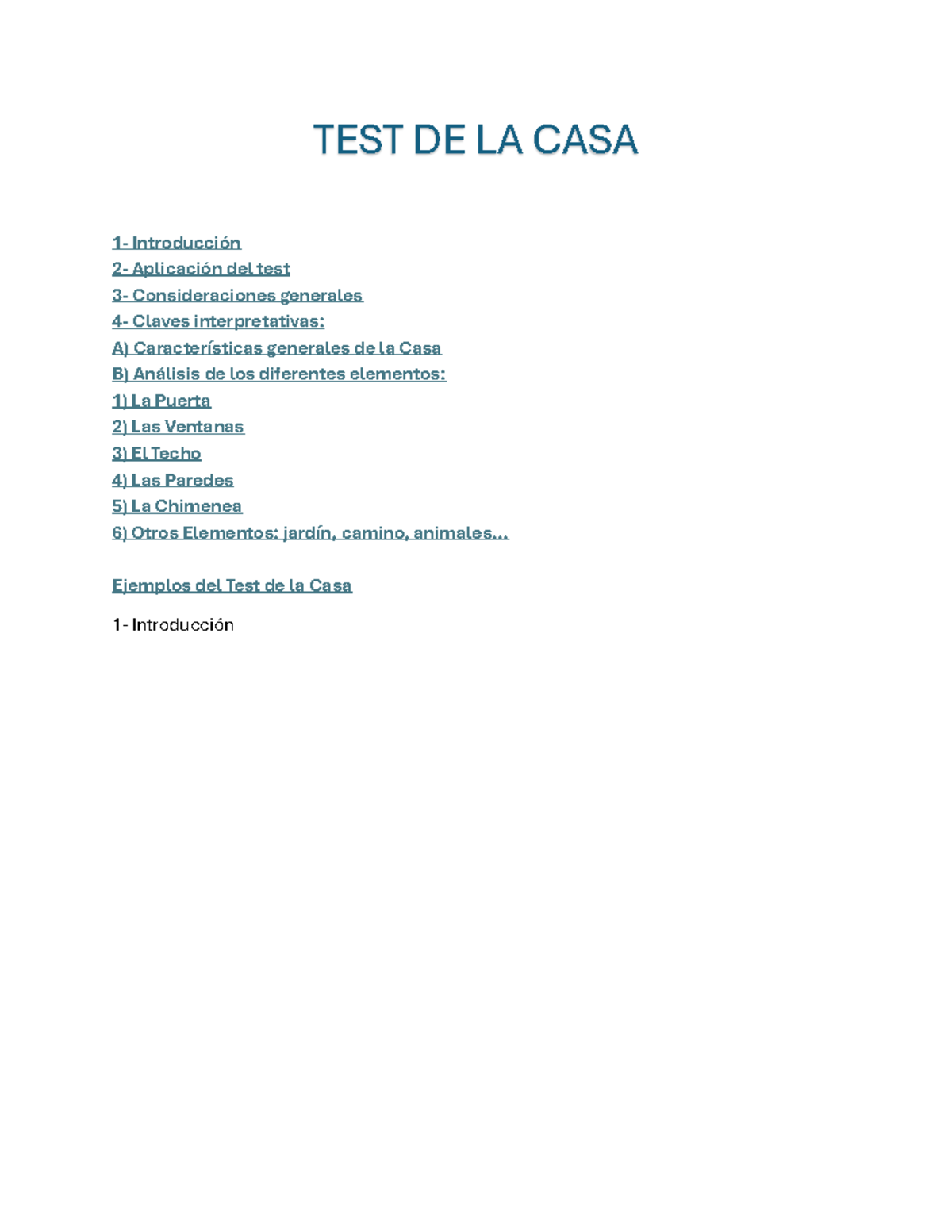Análisis del Test de la Casa: Interpretaciones y Elementos Clave - Studocu