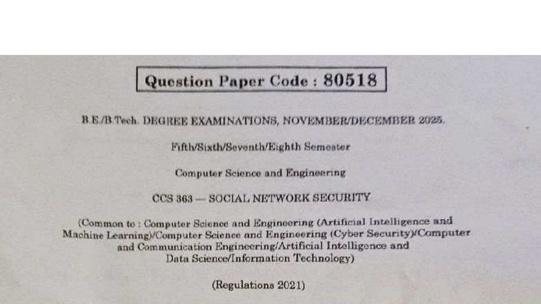 CCS 363 Social Network Security Nov-Dec 2025 Question Paper - Studocu