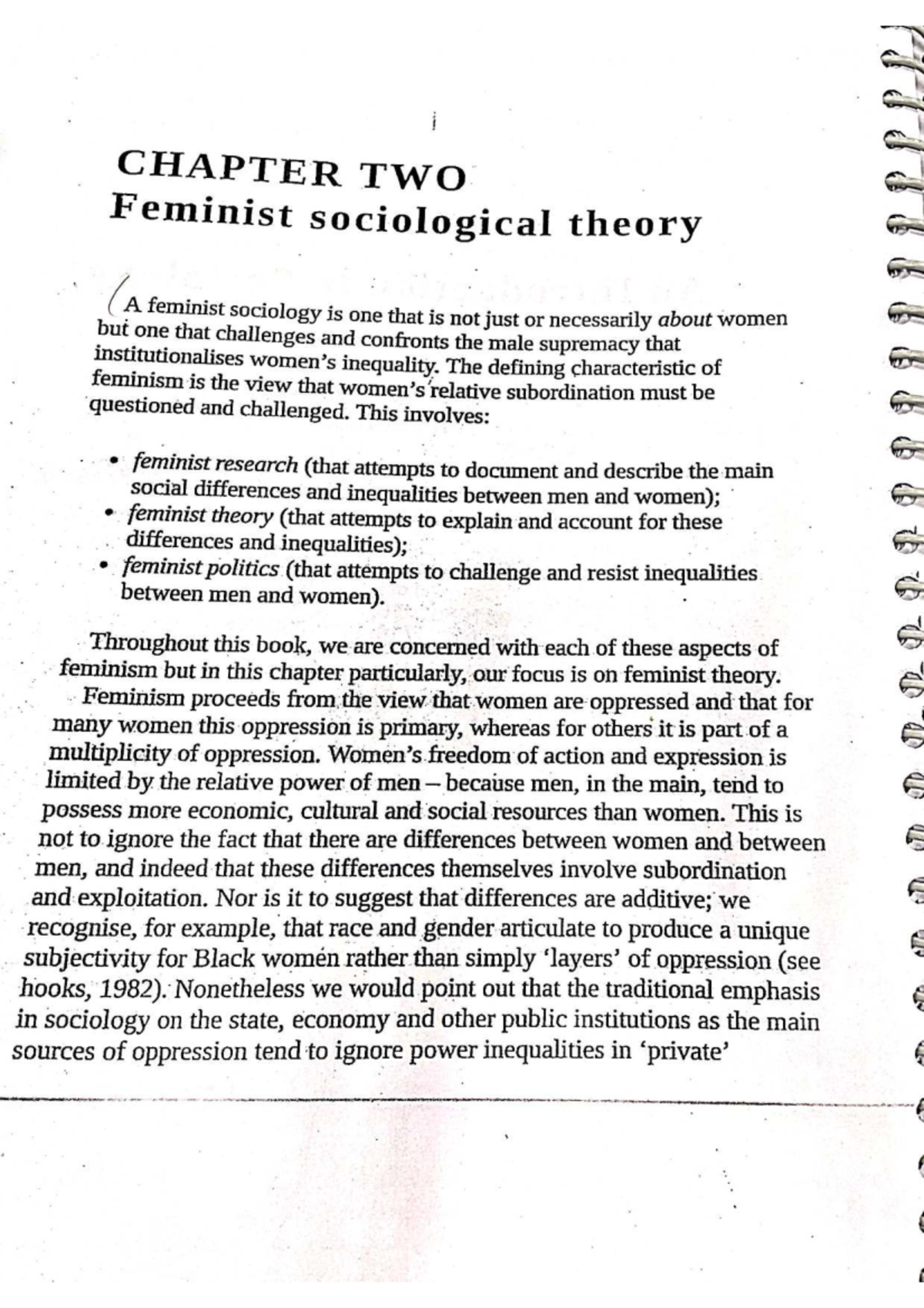 Feminist Sociological Theory: Insights and Perspectives (Course Code ...