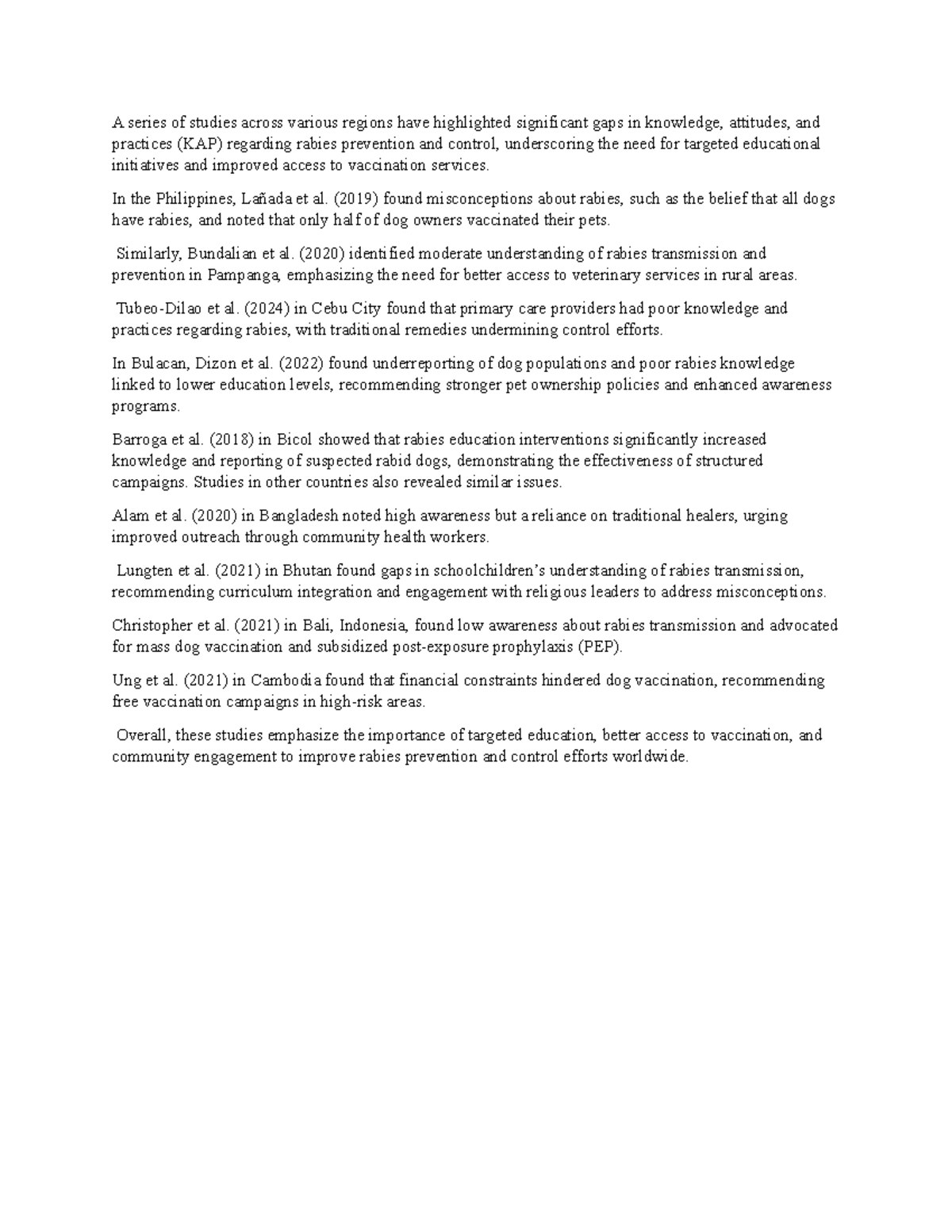 For ppt hehe rabies - dcud - A series of studies across various regions ...