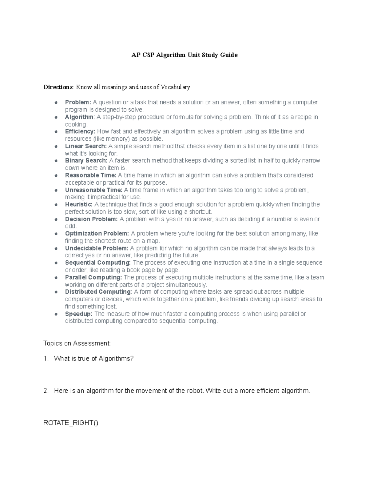 AP CSP Algorithm Final Study Guide: Key Concepts & Assessments - Studocu