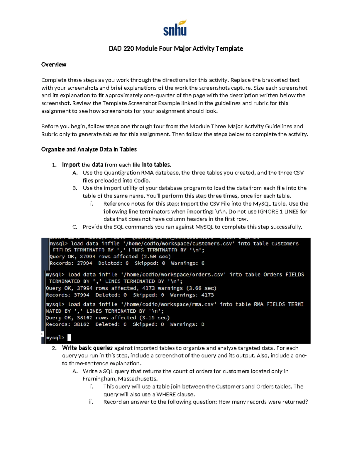 DAD 220 Module 3 Lab: Table Joins and Data Management Techniques - Studocu