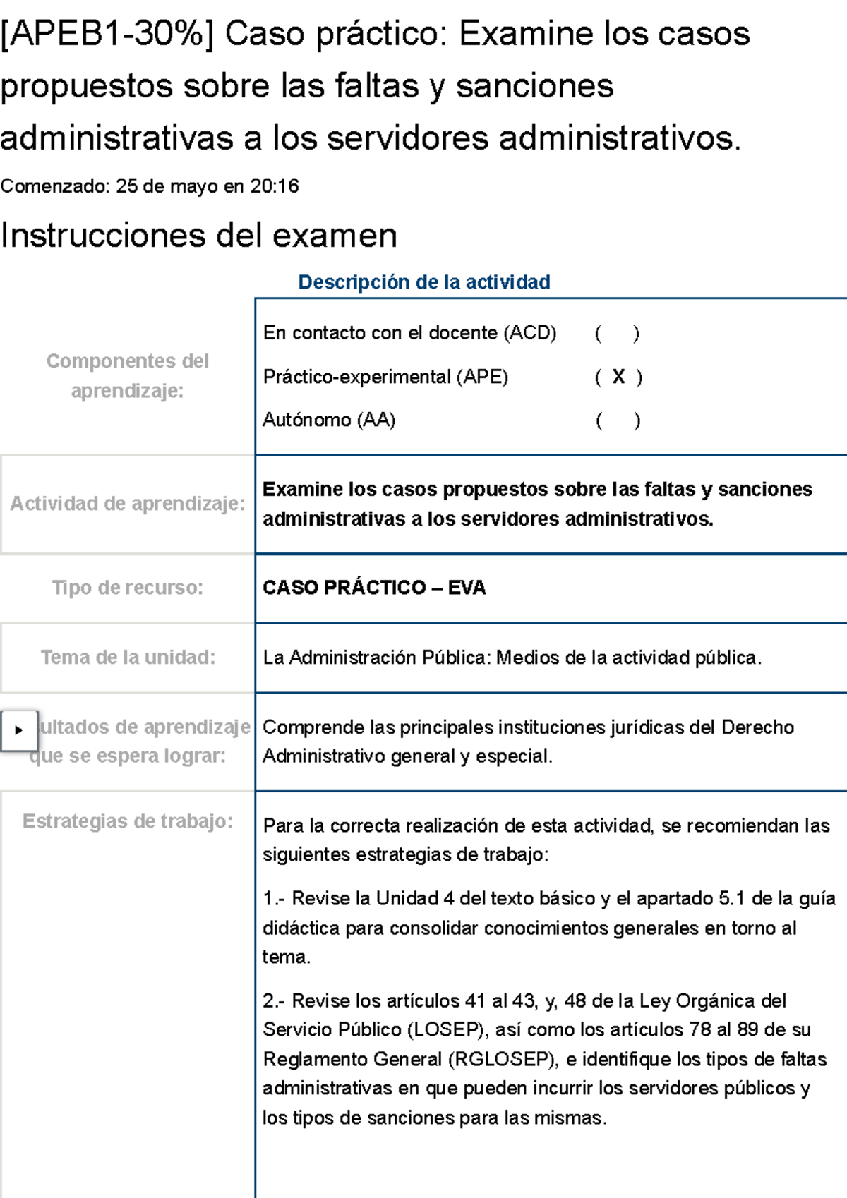 Caso Práctico [APEB 1-30%]: Análisis de Faltas y Sanciones Administrativas - Studocu