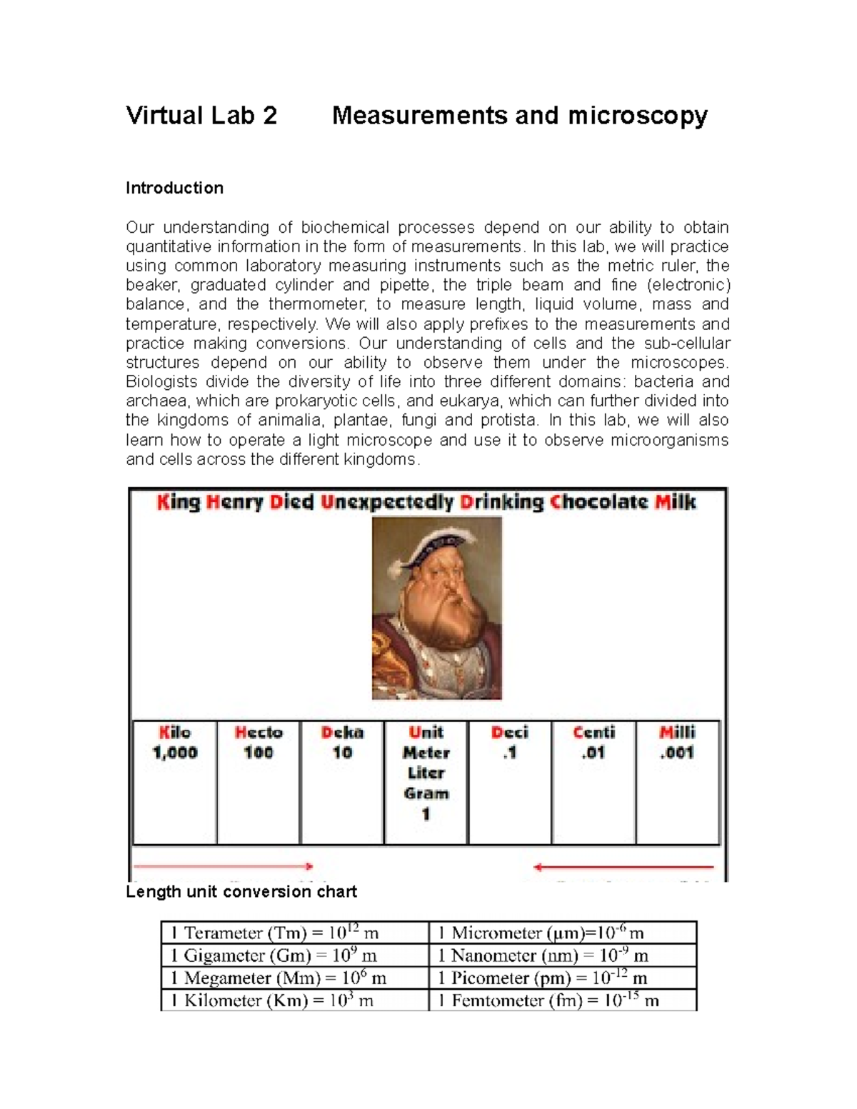 Virtual lab 2 worksheet measurements and microscopy - Virtual Lab 2 ...