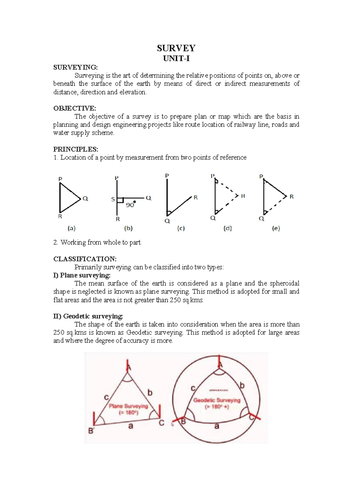 Survey - Unit 1 - SURVEY UNIT-I SURVEYING: Surveying is the art of ...