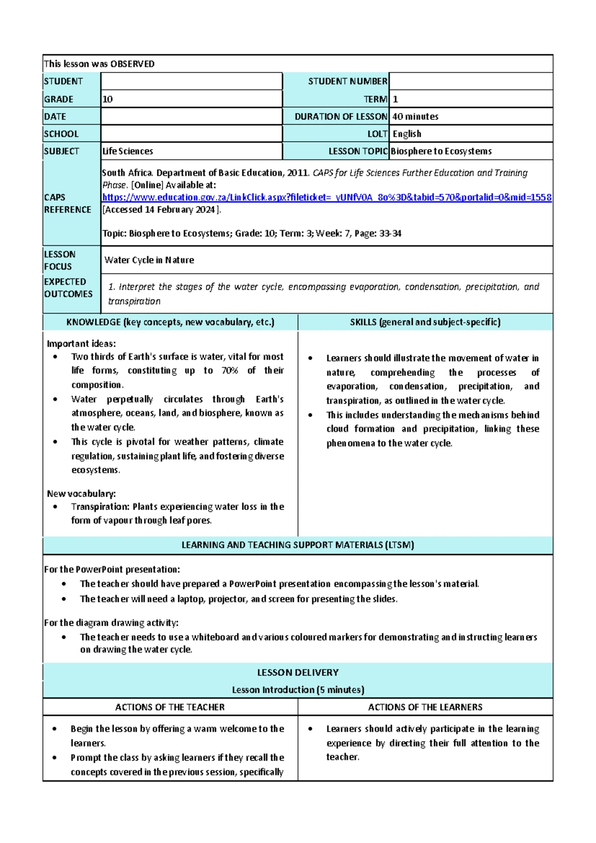 2025 GDE Life Sciences Gr.10 Term 2 Annual Teaching Plan - Studocu