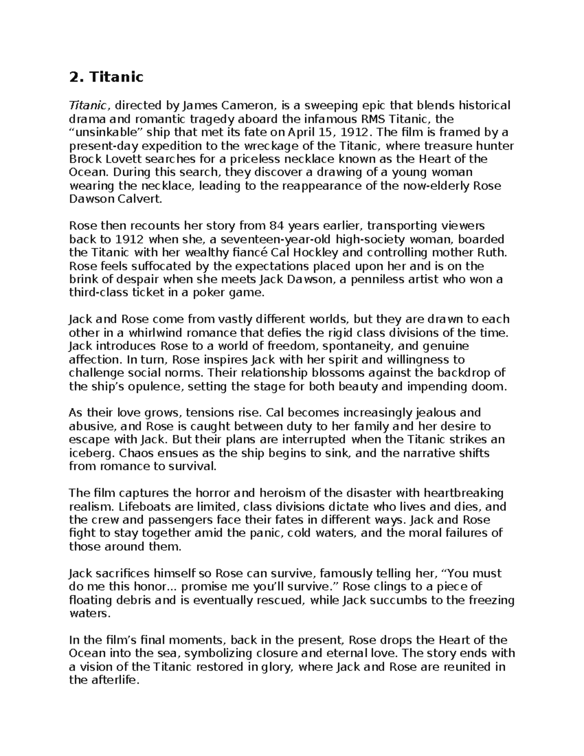 Sociology 2: The Titanic - A Summary of Love and Tragedy - Studocu