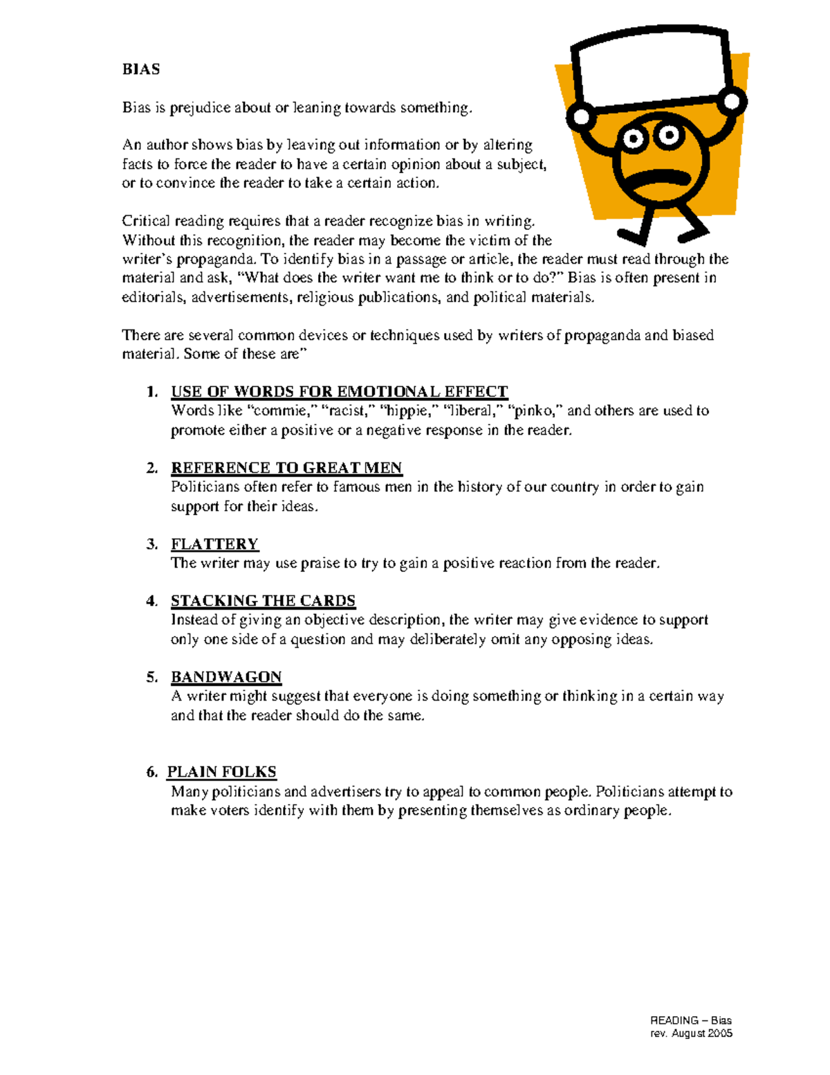 BIAS in Propaganda: Identifying Techniques and Exercises - Studocu