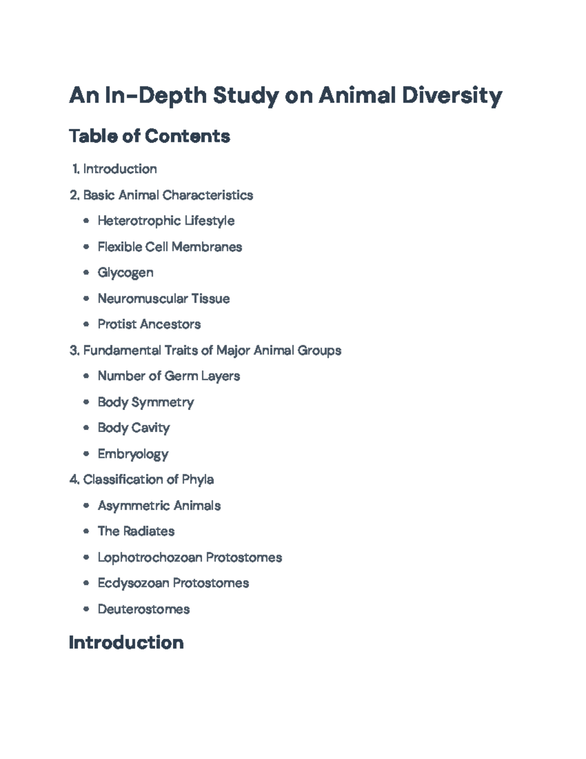Comprehensive Overview of Animal Diversity and Classification - An In ...