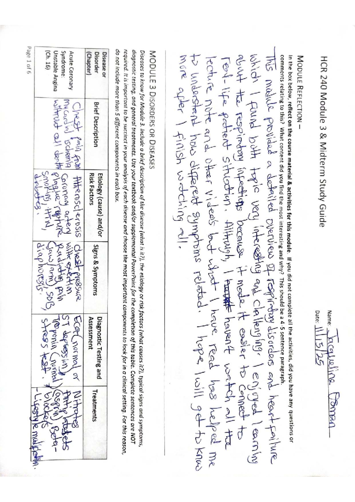 HCR 240 Module 3 Midterm Study Guide: Respiratory & Cardiac Disorders ...
