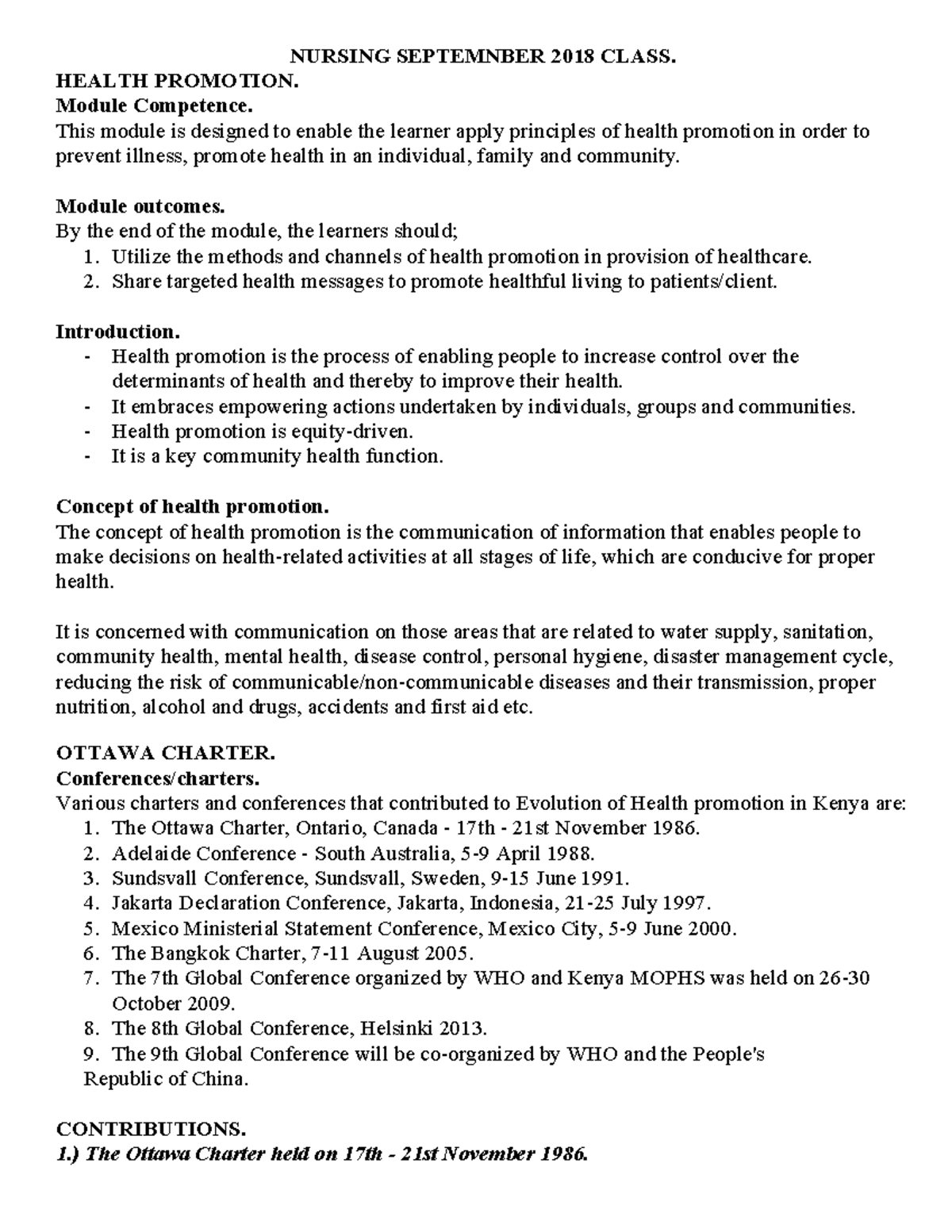 NURSING 2018: Health Promotion Module Overview and Strategies - Studocu