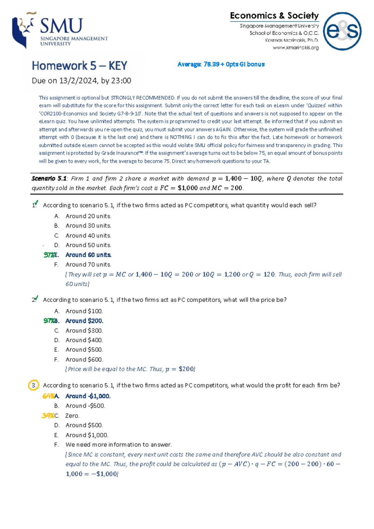 HW05: Strategic Competition Homework 5 Key and Guidelines - Studocu