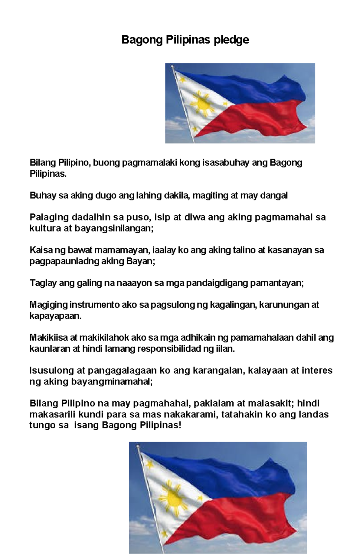 Pledge for a New Philippines: A Commitment to Nation Building - Studocu