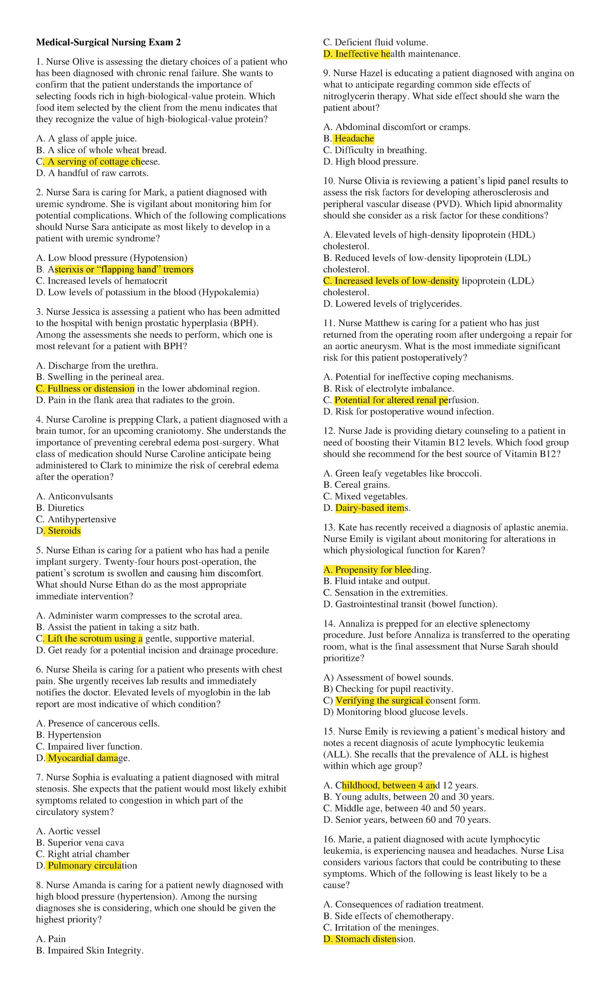 Nursing Exam 2: Key Concepts and Practice Questions for Success - Studocu