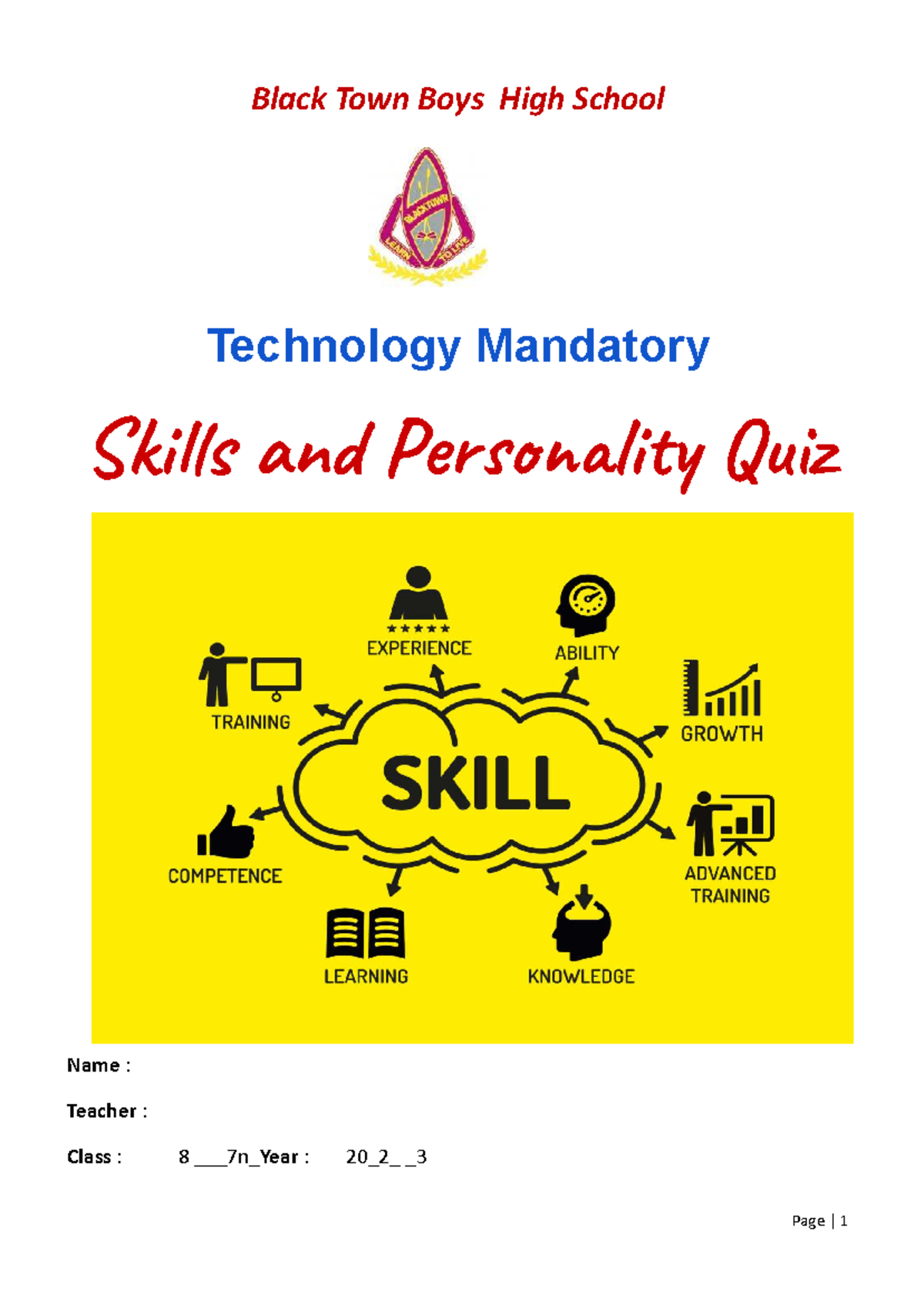 W4 Y8 Skills & Personality Quiz - Tech Mandatory Assessment - Studocu