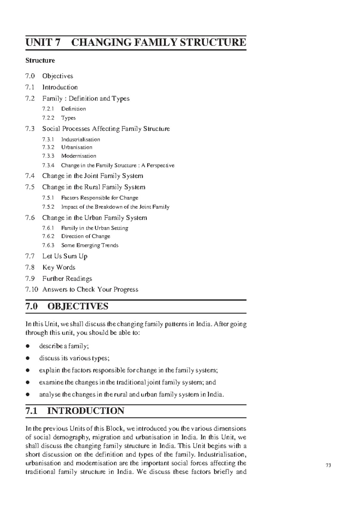 Changing family structure in India: Unit 7 overview and analysis - Studocu