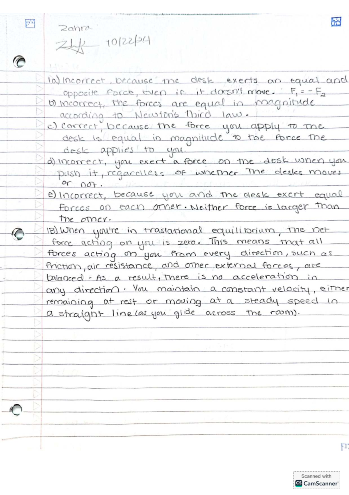Physics 1 Homework: Forces, Equilibrium, and Energy Concepts - Studocu