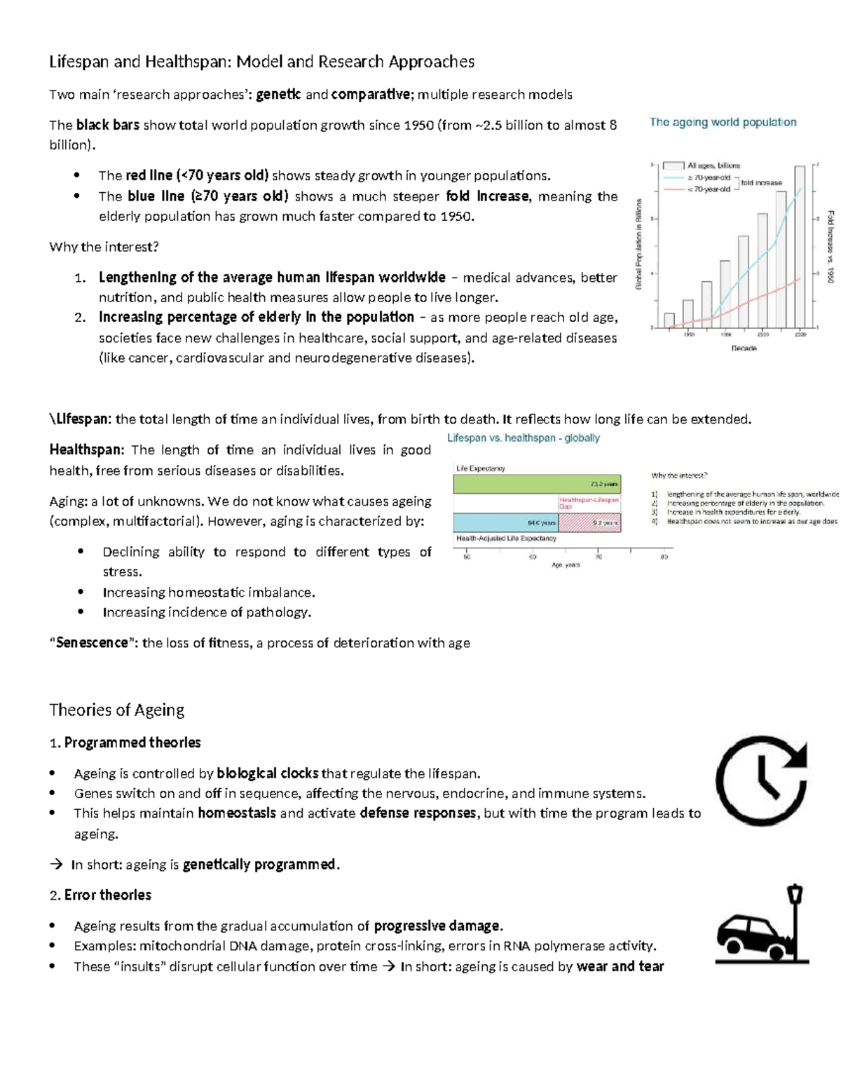 Lifespan and Healthspan: Insights from Lectures 1-4 (Course Code ...