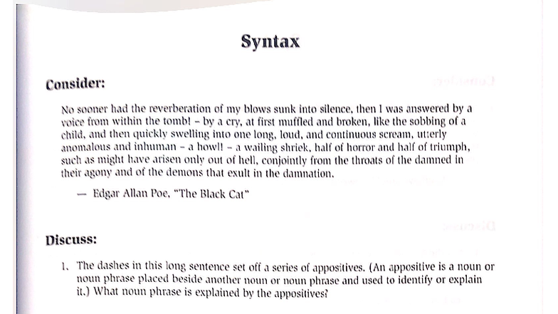 AP Voice - Syntax Analysis: Poe's Use of Appositives in "Black" - Studocu