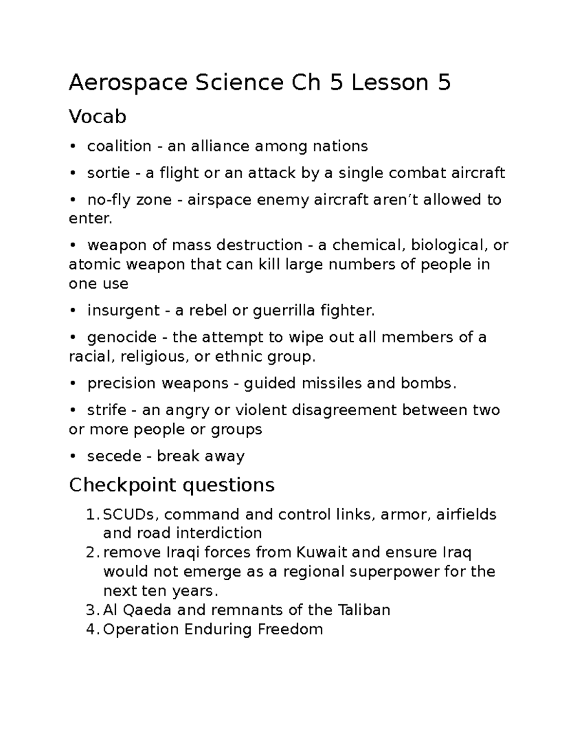 Aerospace Science Ch 5 Lesson 5: Key Terms and Operations Overview ...