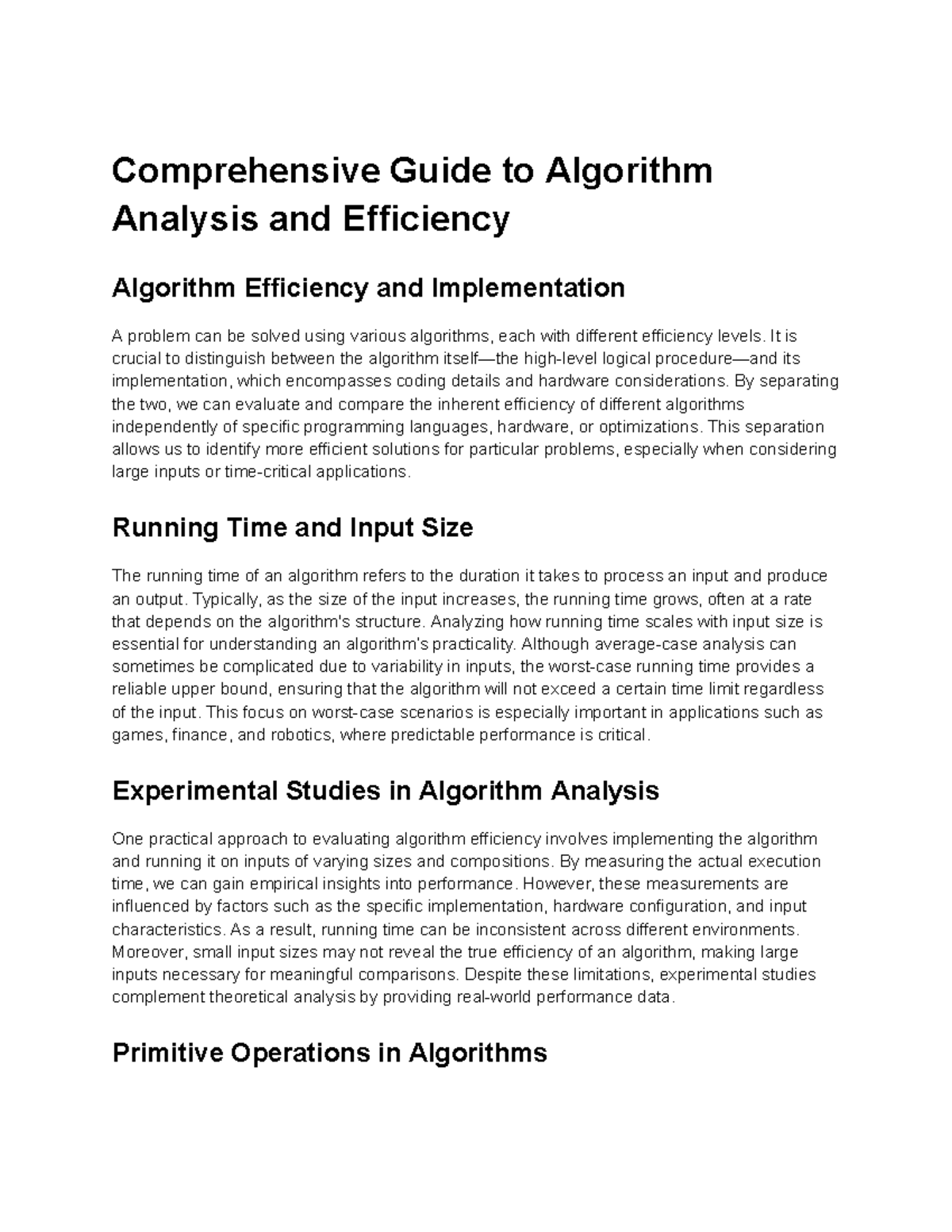 Comprehensive Guide to Algorithm Analysis and Efficiency - COP 3410C - Studocu
