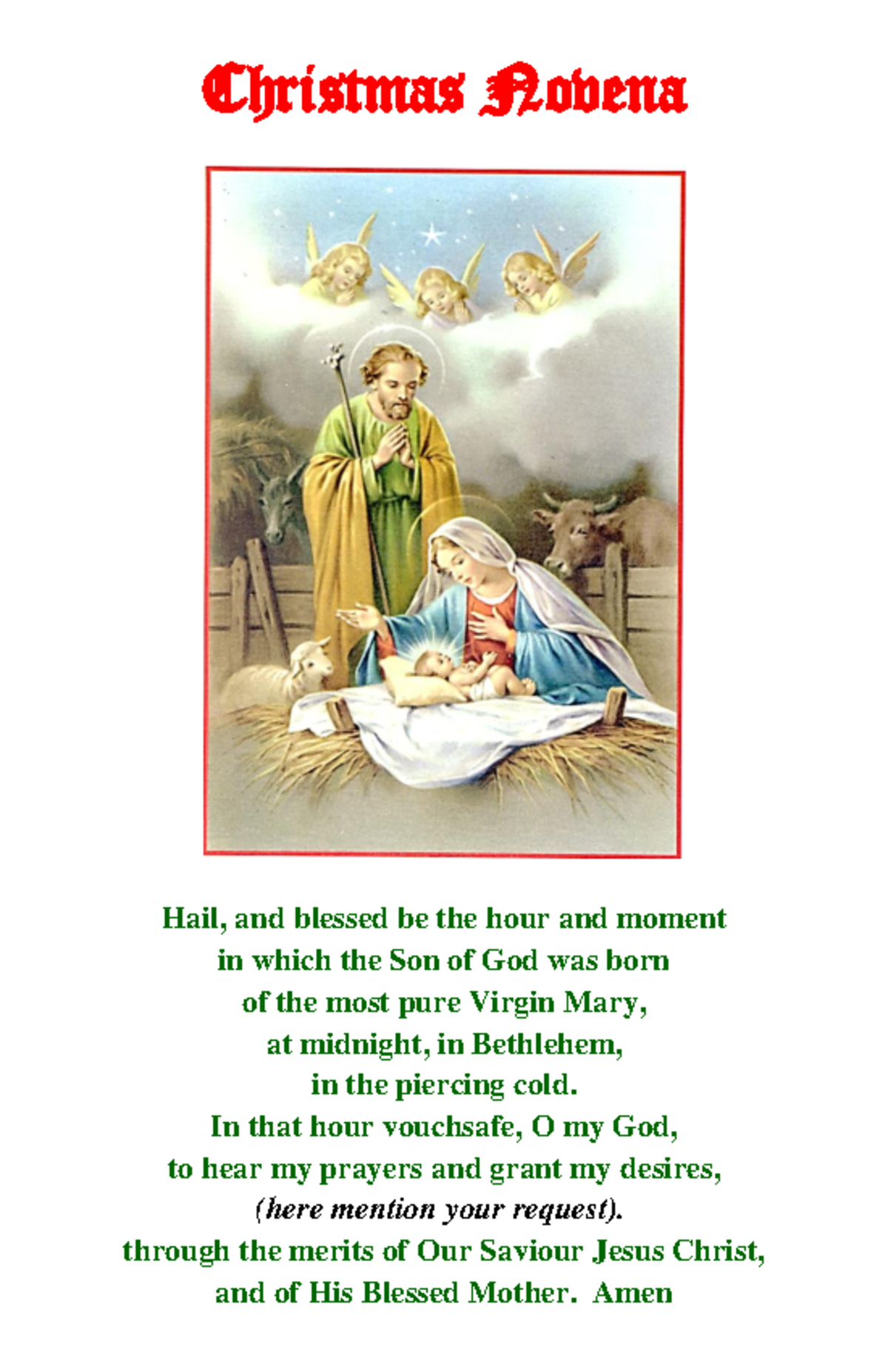 Christmas Novena Prayer: Reflections on the Nativity - Studocu