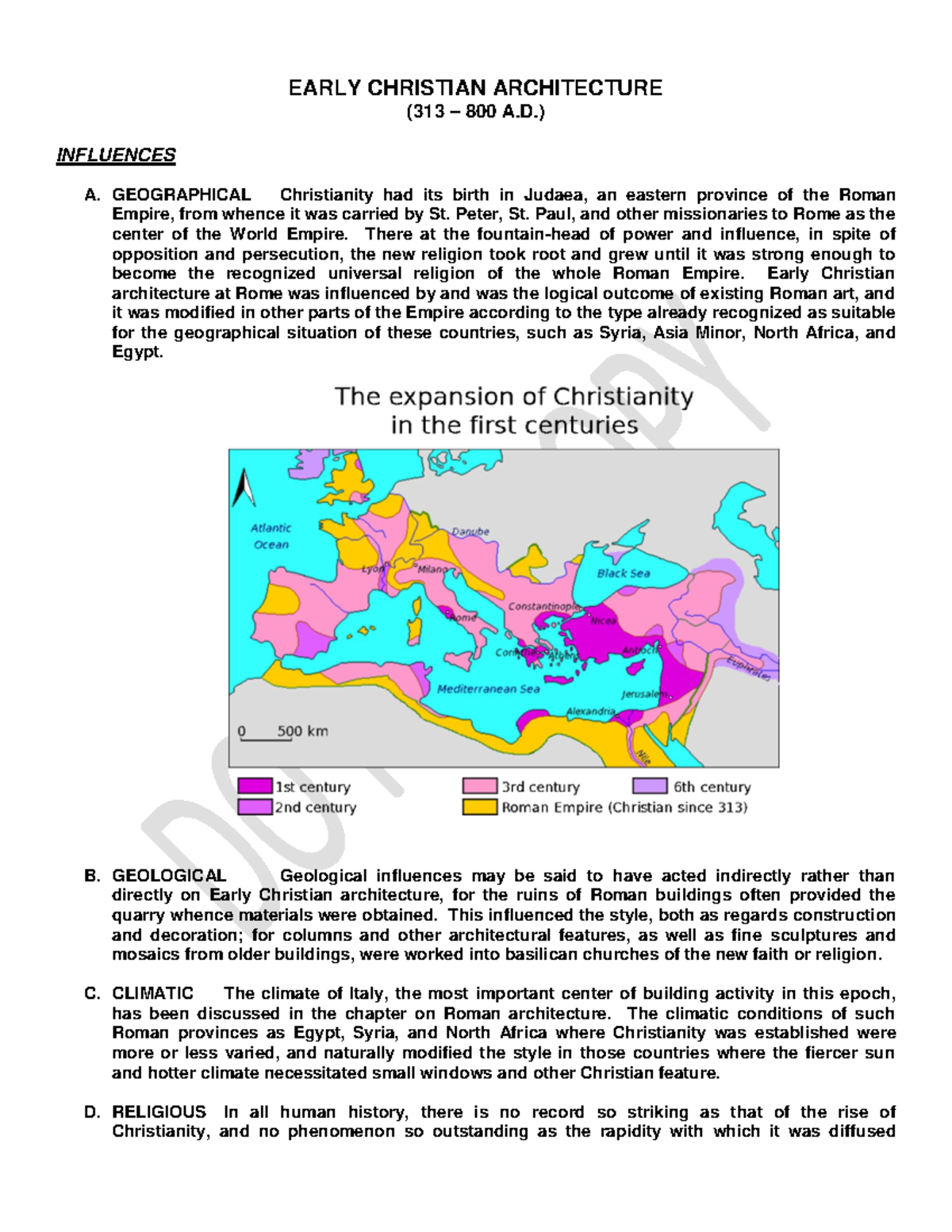 Early Christian Architecture (313-800 A.D.) Study Notes - Studocu