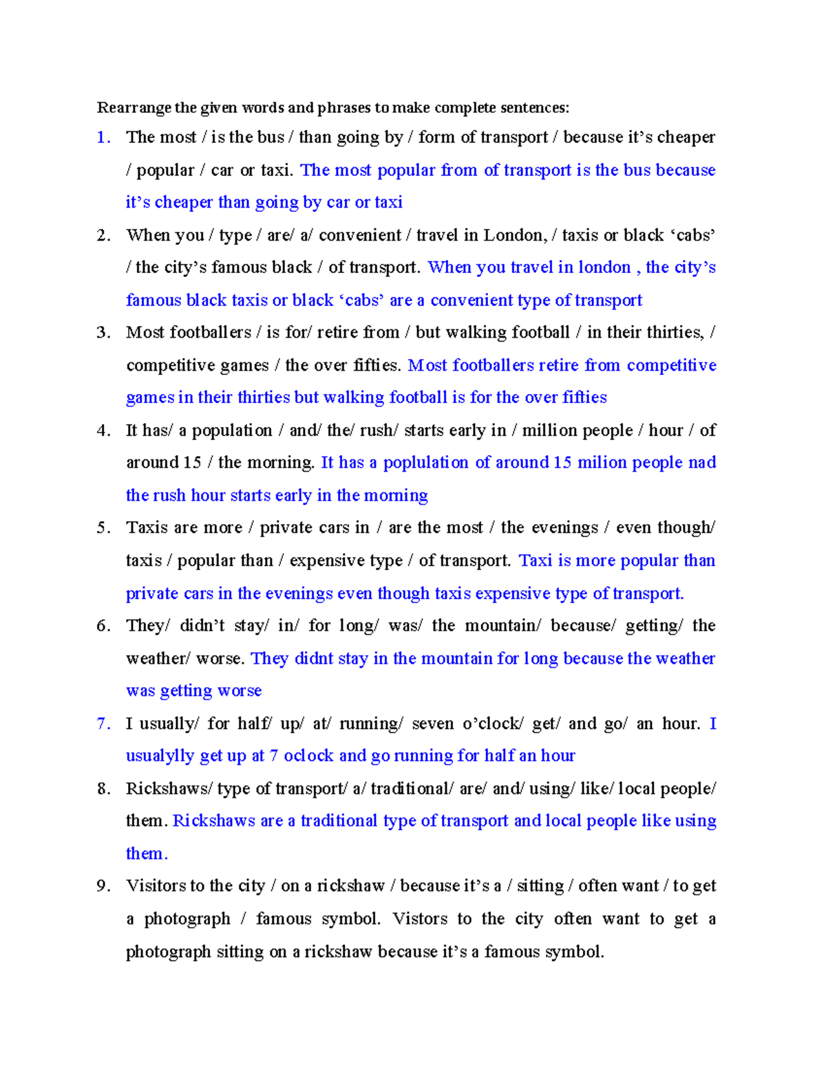 Writing Test Review: Rearranging Sentences for Clarity - Studocu