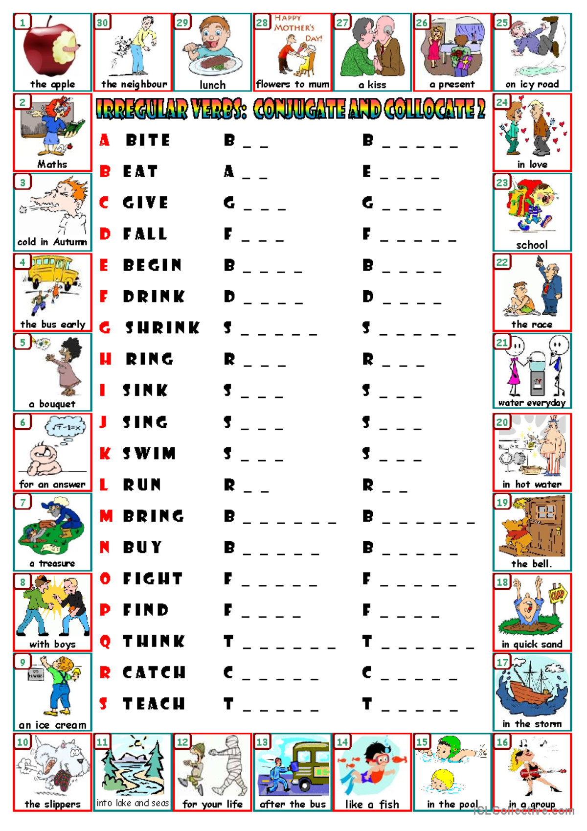 Irregular Verbs #2: Fill in Missing Letters & Match to Pictures - Studocu