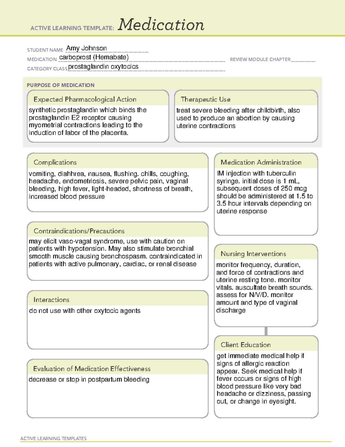 Maternal ATI ALT Practice A: Carboprost Overview and Guidelines - Studocu