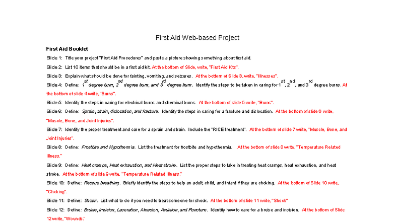First Aid Project - Comprehensive Guide to First Aid Techniques - Studocu