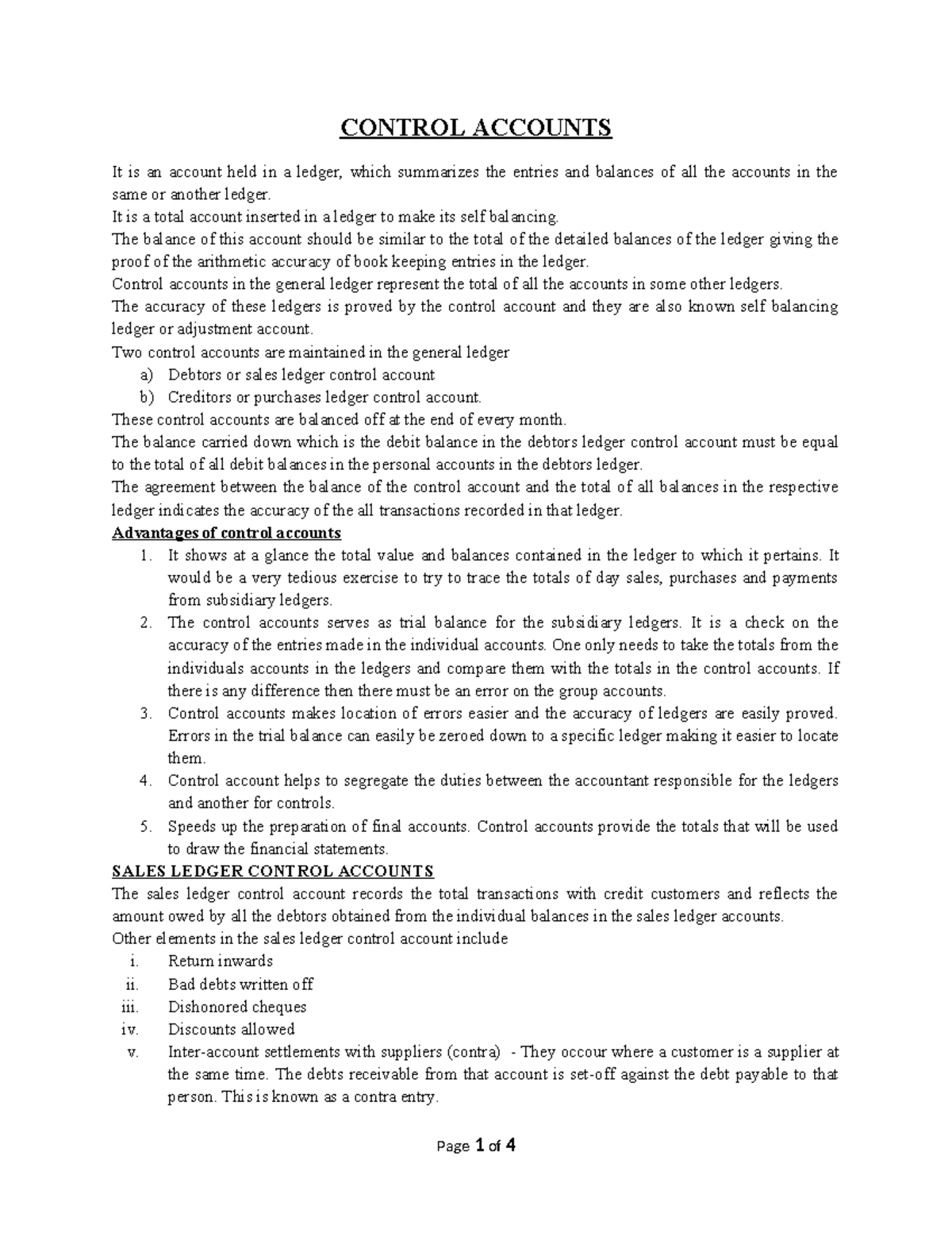 Control Accounts 2024 - Practice Work on Ledger Management - Studocu