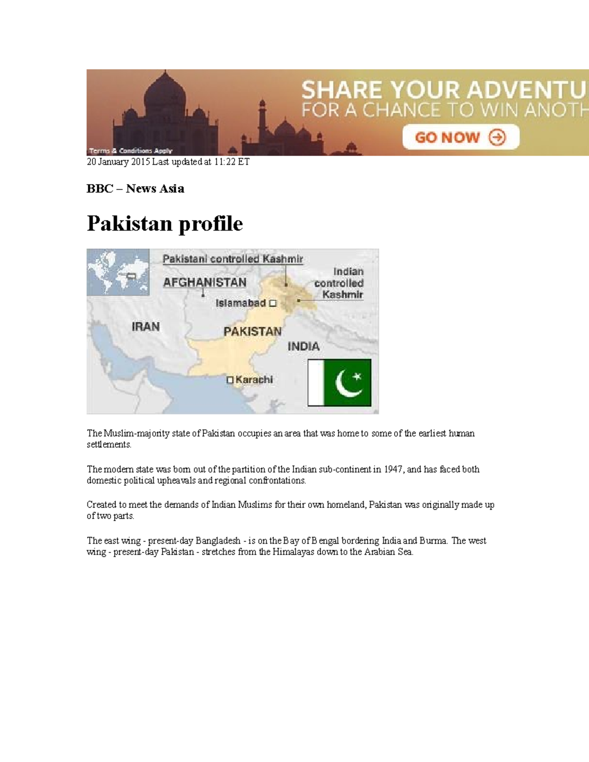 Pakistan Profile: Key Facts and Historical Overview - Studocu
