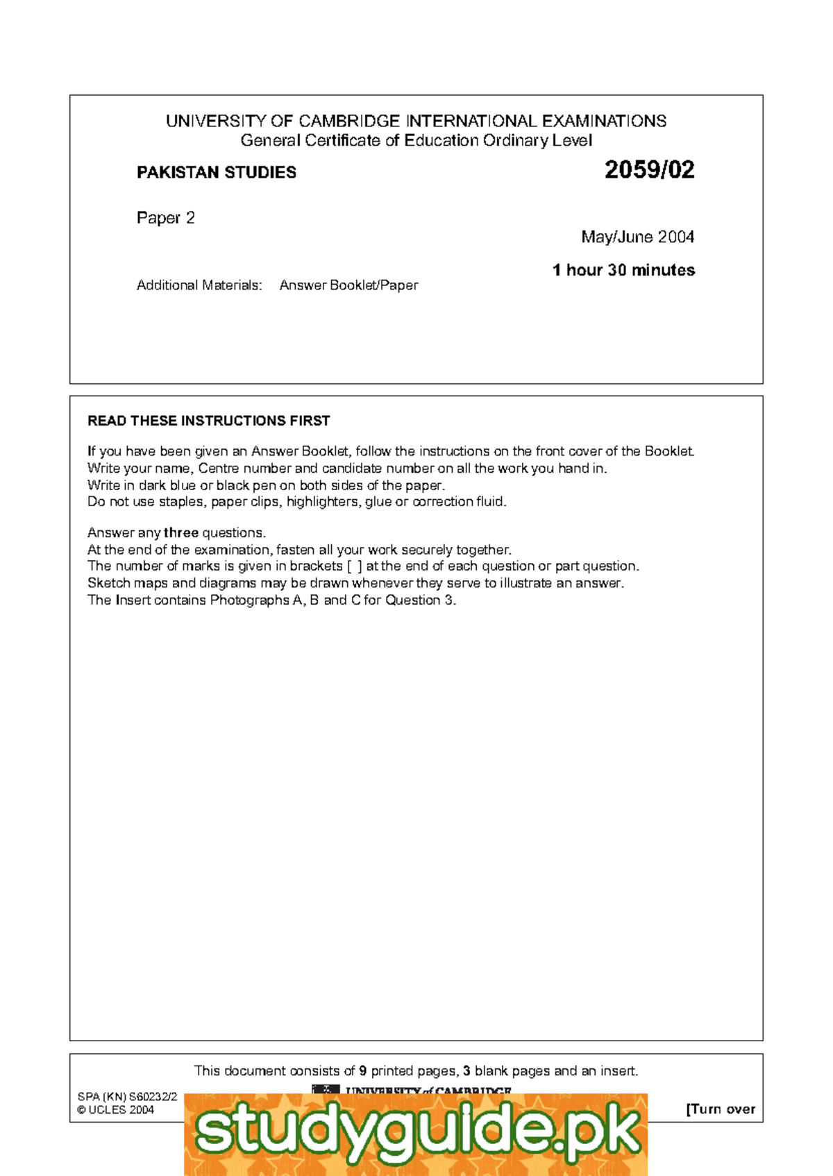 2059/02 - Study Guide and Answer Key for Geography Paper 2 - Studocu