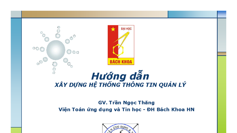 Hướng dẫn Xây Dựng Hệ Thống Thông Tin Quản Lý GV - SAMI HUST - Studocu