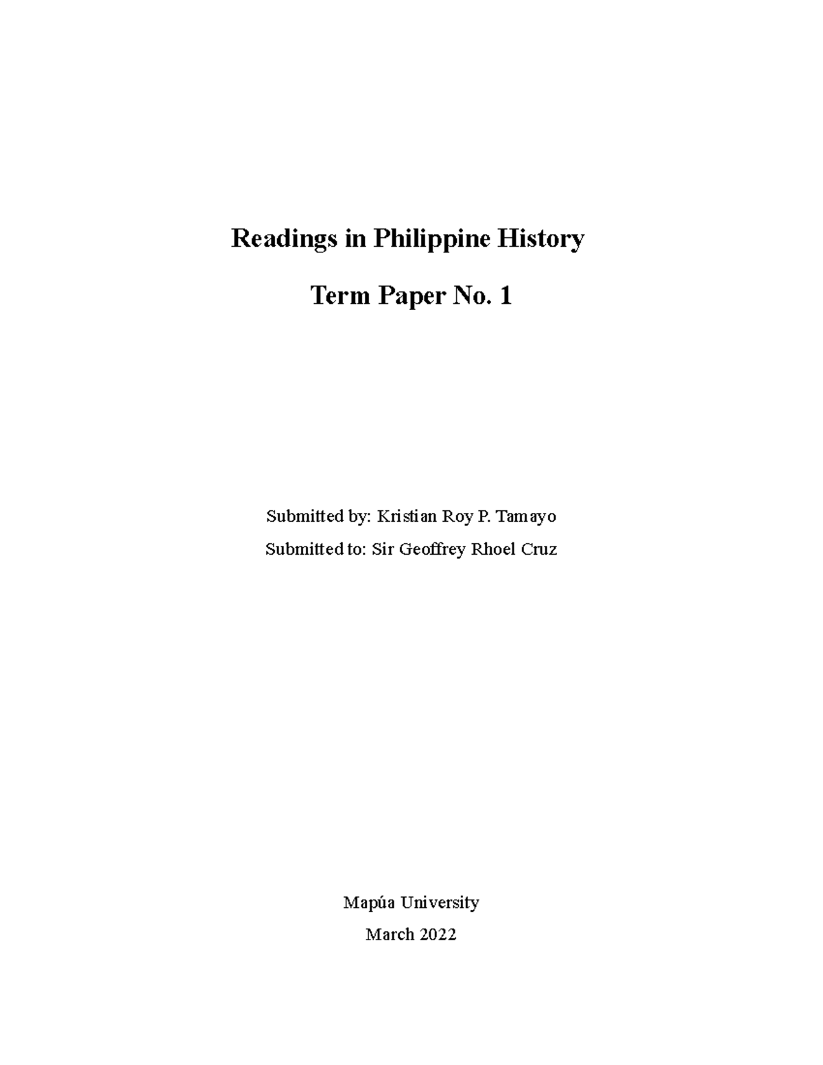 Ged103 Term Paper no - This is an activity for the course. Hope it ...