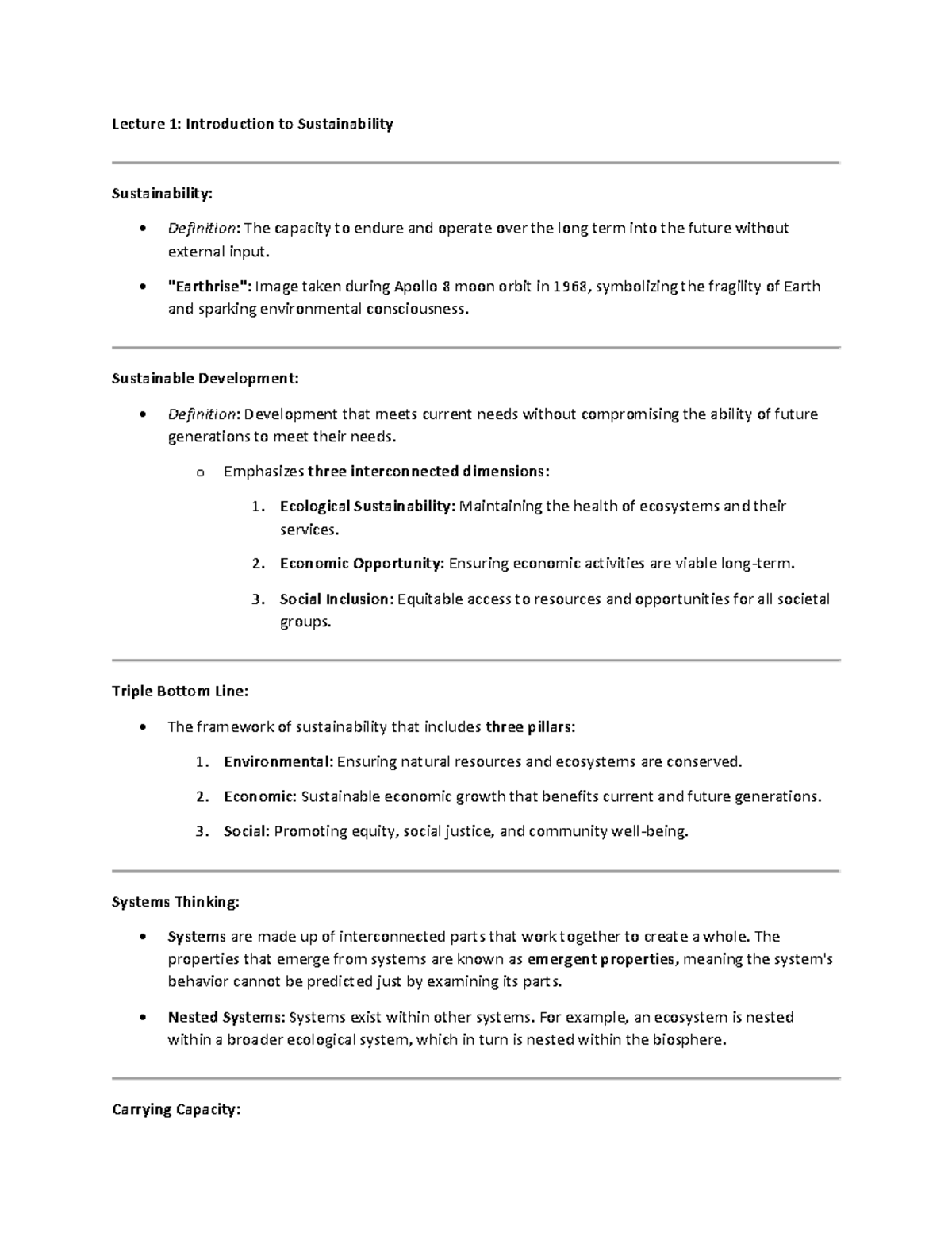SUSTAIN 1S03 Lecture Notes: Introduction to Sustainability Concepts ...