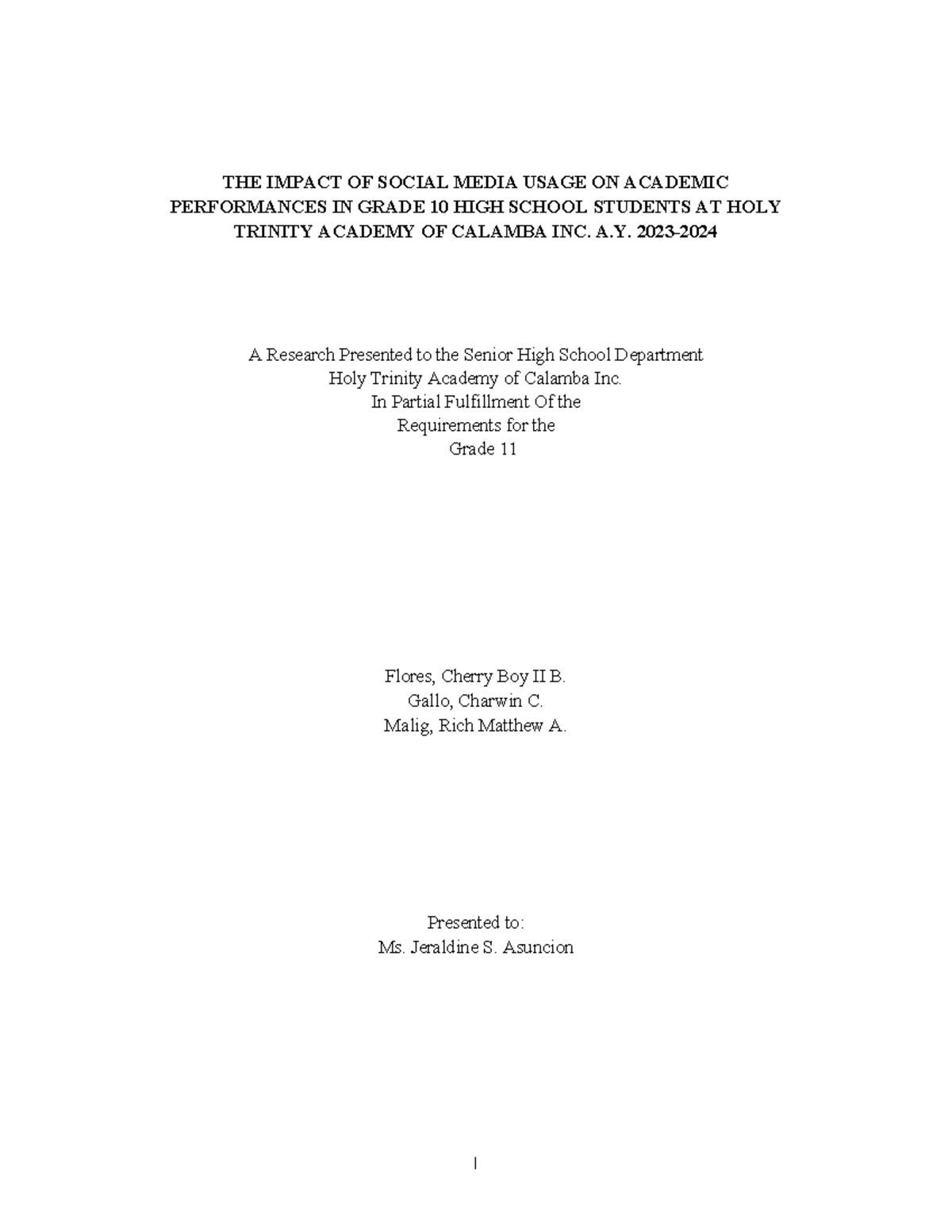 Impact of Social Media on Grade 10 Academic Performance (Research Paper ...