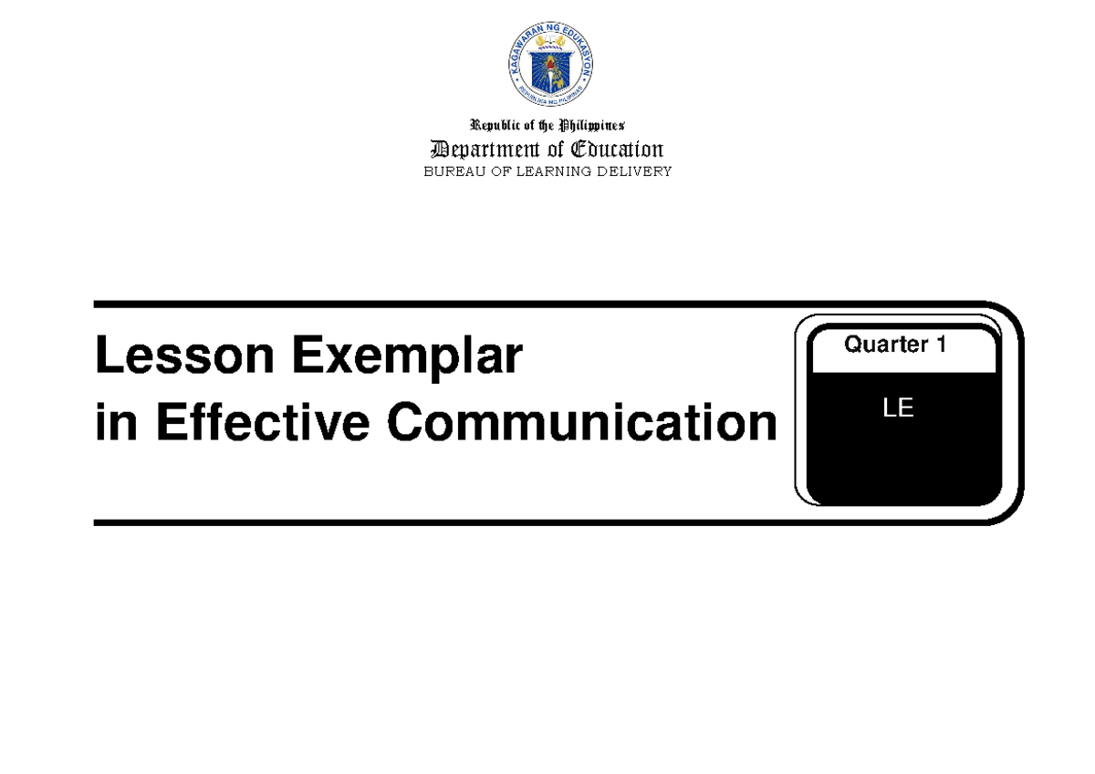 Effective Communication Lesson Exemplar EC SHS Core CAE Q1 LE2 - Studocu