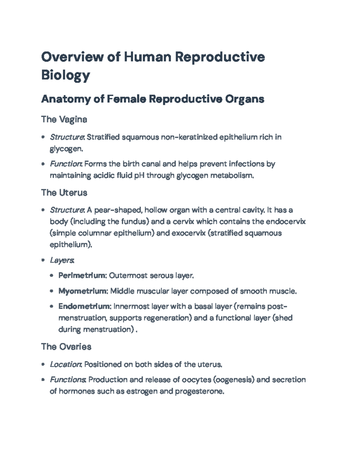 Human Reproductive Biology Overview: Anatomy & Hormonal Functions - Studocu