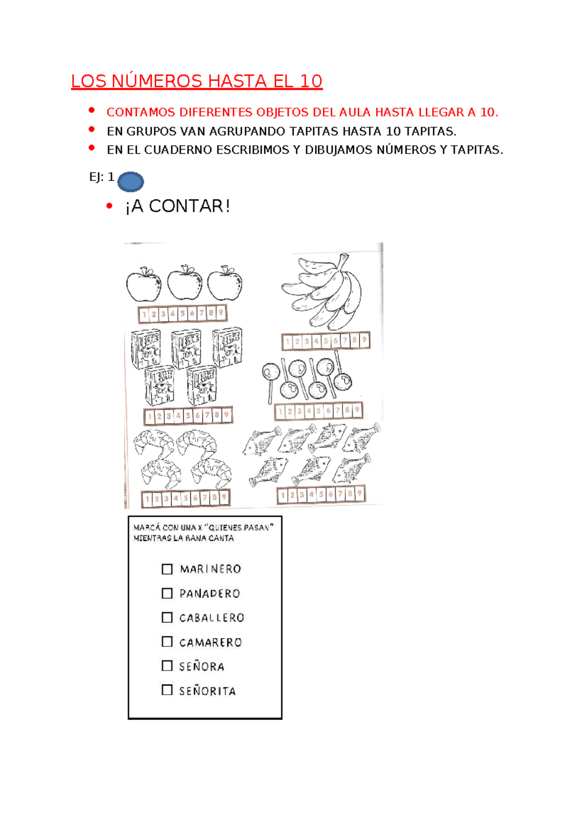Actividades de Conteo hasta el 10 en el Aula - Studocu