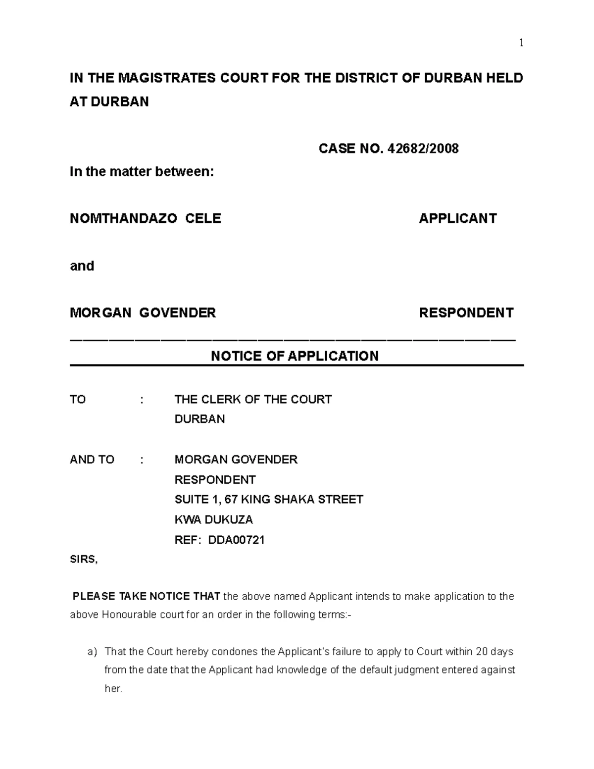 Joinder Application - Case D 2534/2024: Adding Additional Respondents - Studocu