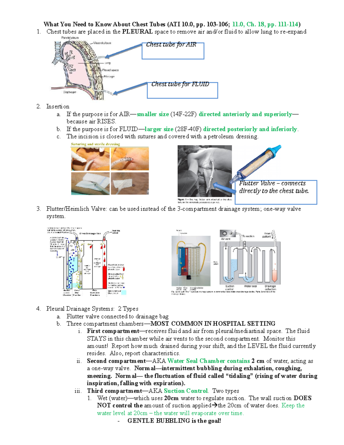 2C-Chest Tube Key Points for Nursing Management & Procedures - Studocu