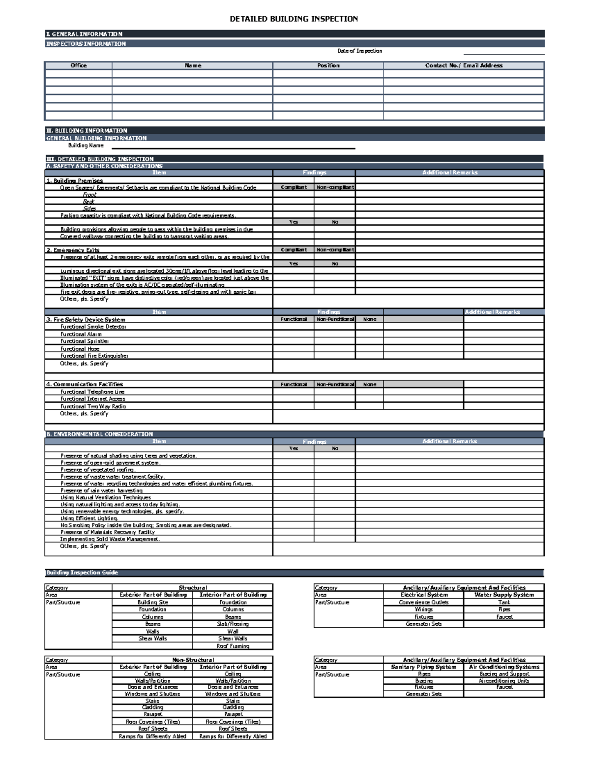 FORM2B - Detailed Building Inspection Report and Findings - Studocu