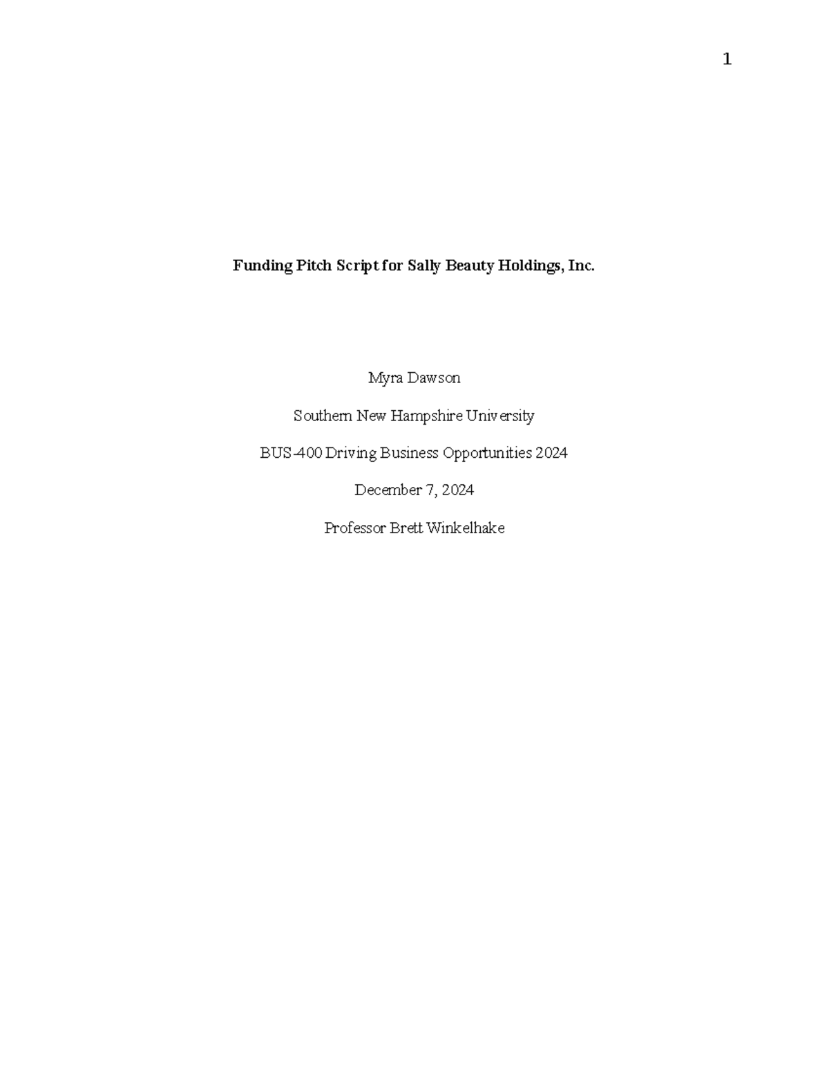 Module 7 Project - Funding Pitch Script for Sally Beauty Holdings, Inc ...