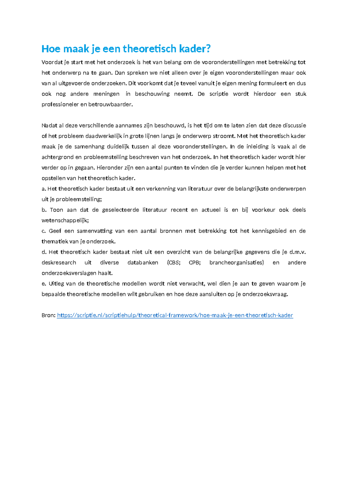 Aanvullende Informatie voor het Theoretisch Kader: Onderzoek en ...