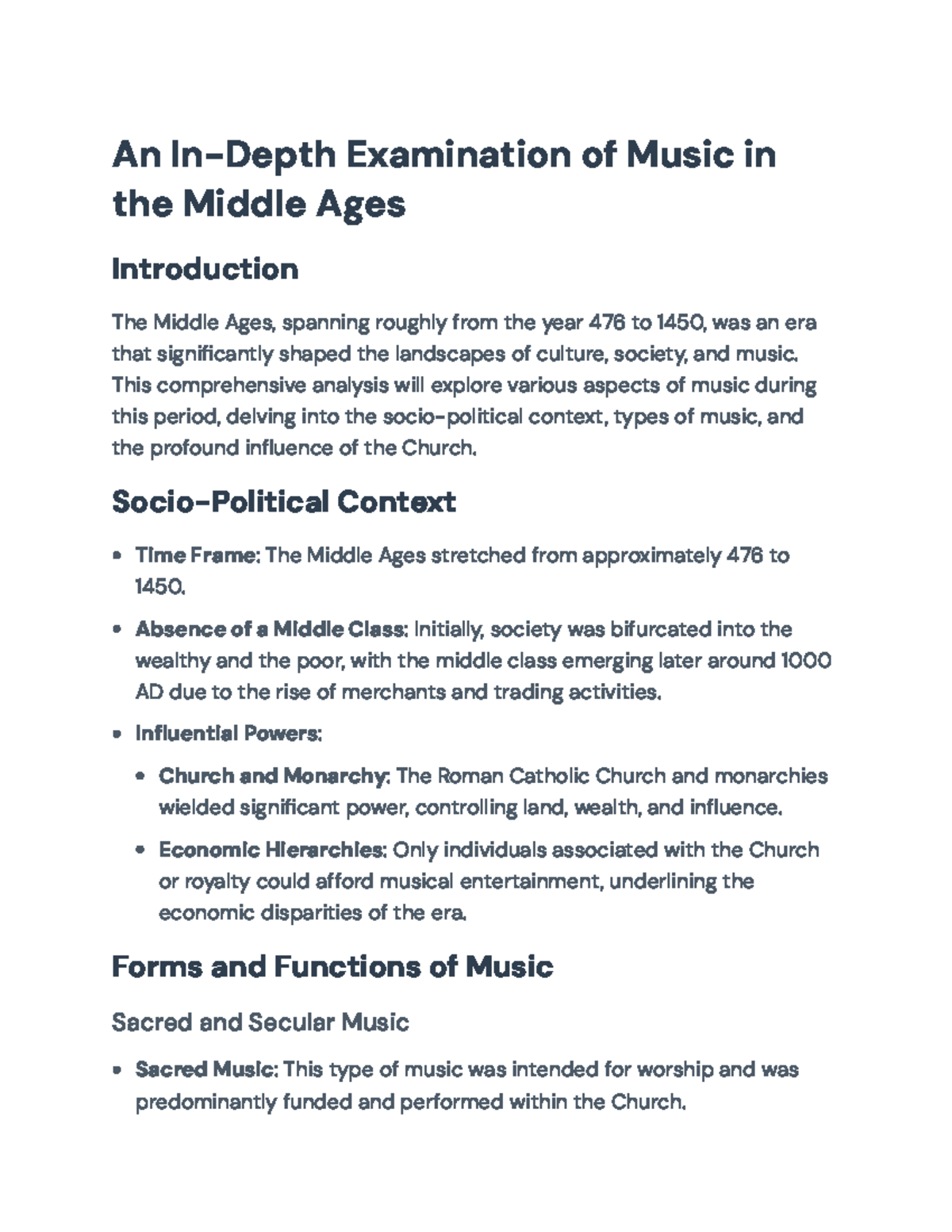 An In-Depth Analysis of Music During the Middle Ages (HIST101) - An In ...