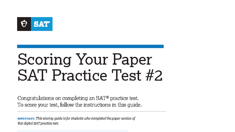 SAT Practice Test 2 Scoring Guide: Digital Version - Studocu