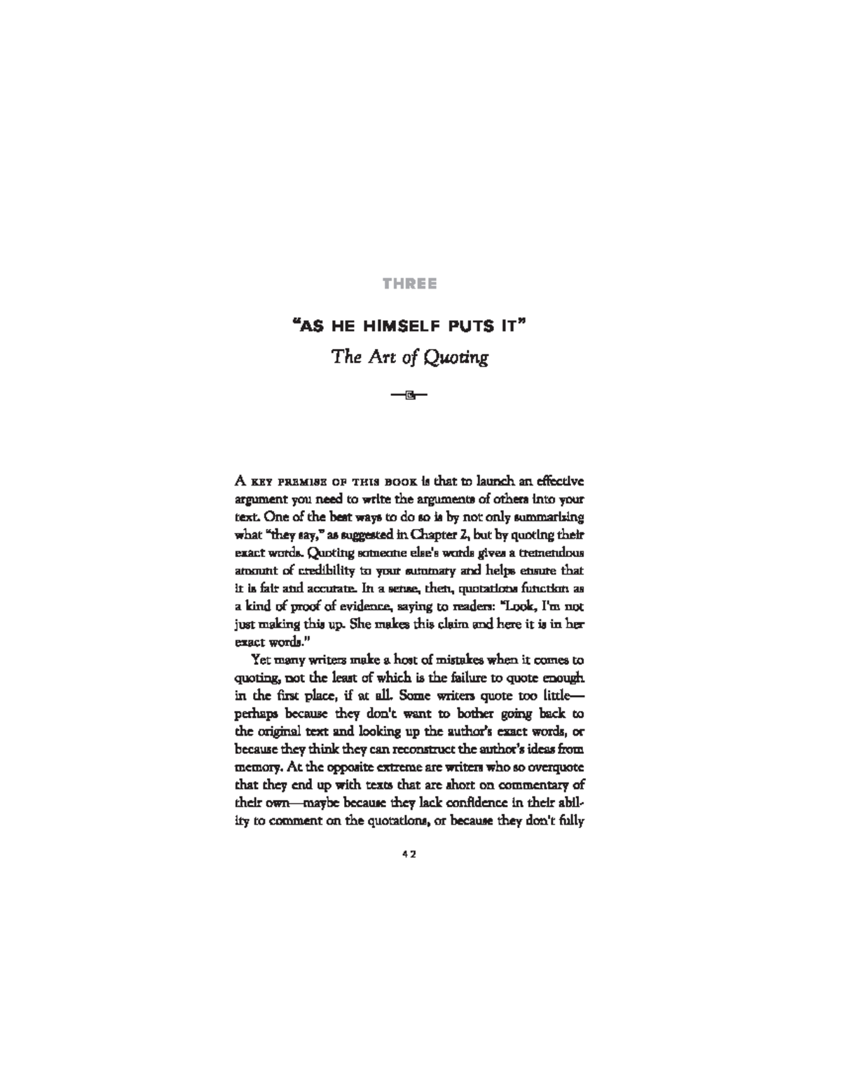 They Say/I Say - Chapter 3: The Art of Effective Quoting - Studocu